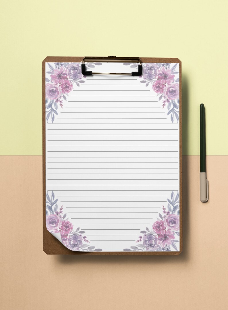 Digital Download Printable Pink and Lilac Writing Paper. - Etsy
