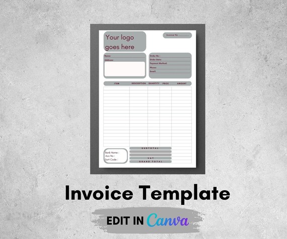 EDITABLE INVOICE TEMPLATE - Etsy