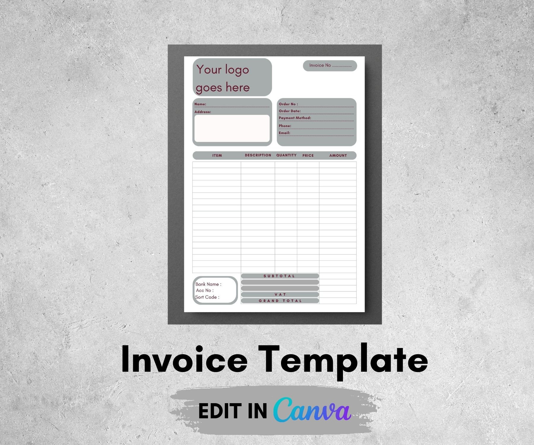 EDITABLE INVOICE TEMPLATE, - Etsy