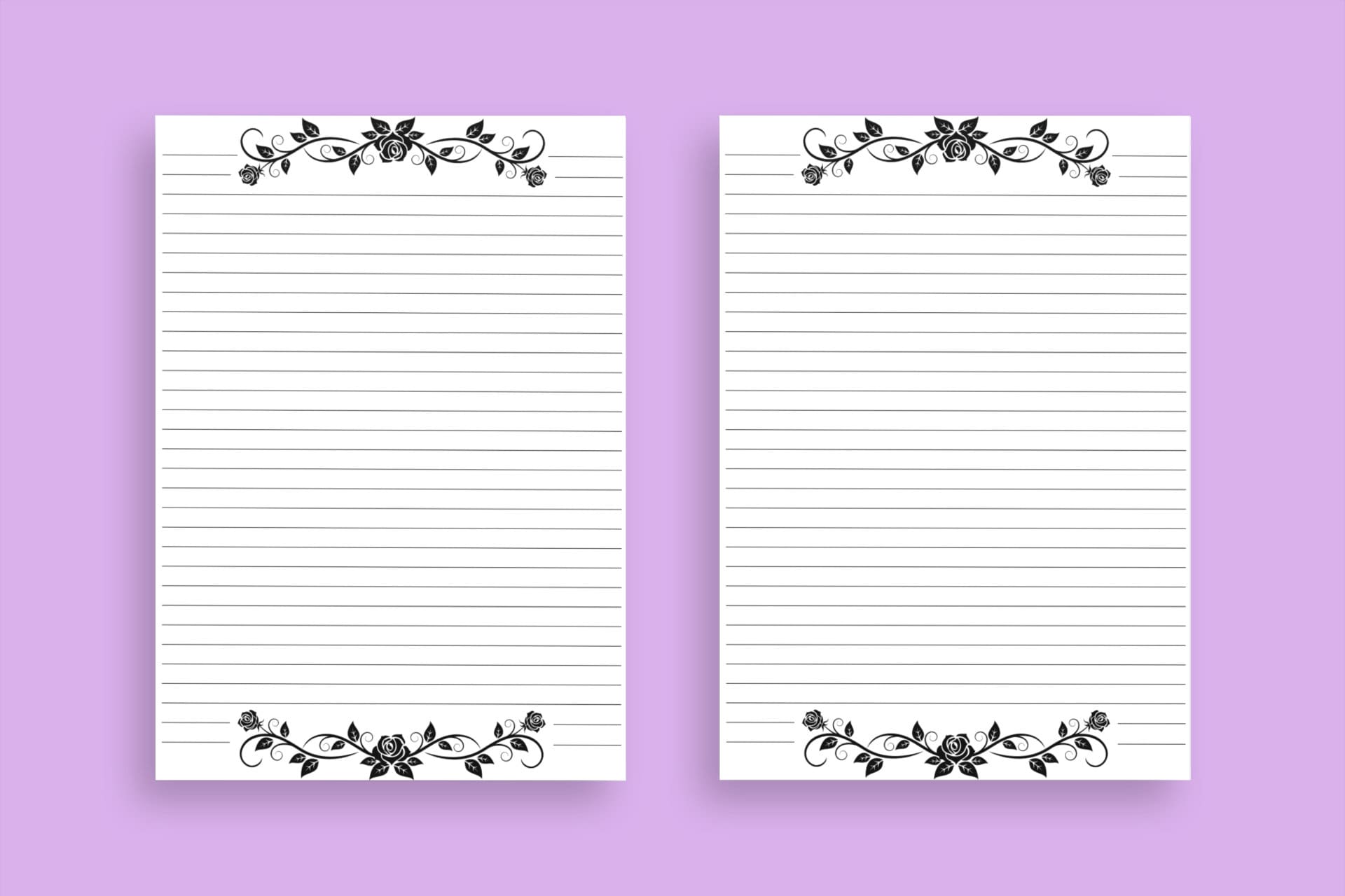 Digital Download, Printable Black and White Writing Paper. - Etsy
