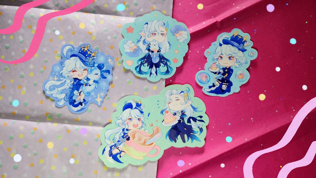 Furina & Neuvillette Stickers, Genshin Stickers, Cute Stickers, Genshin ...