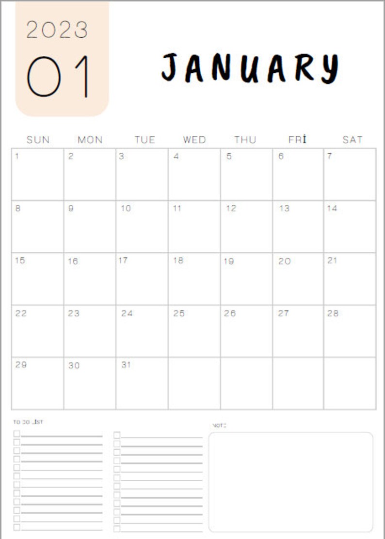 Printable Calendar 2023 Minimalist, Landscape, Monthly Calendar 2023 ...