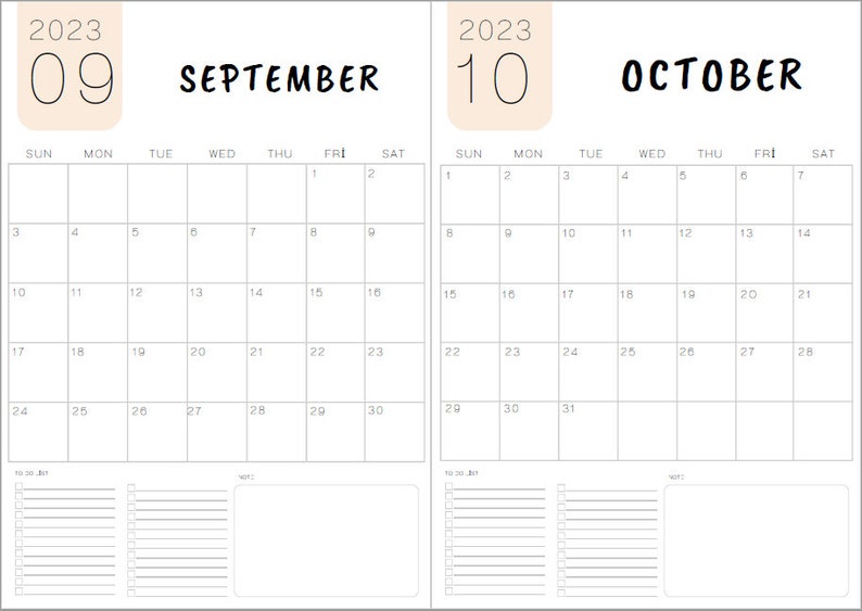 Printable Calendar 2023 Minimalist, Landscape, Monthly Calendar 2023 ...