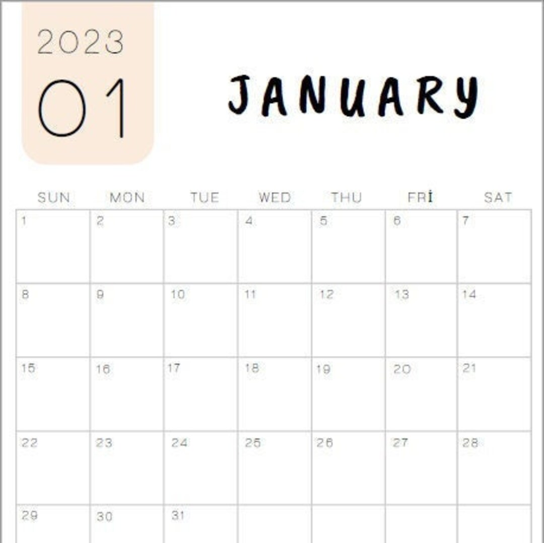 Printable Calendar 2023 Minimalist, Landscape, Monthly Calendar 2023 ...