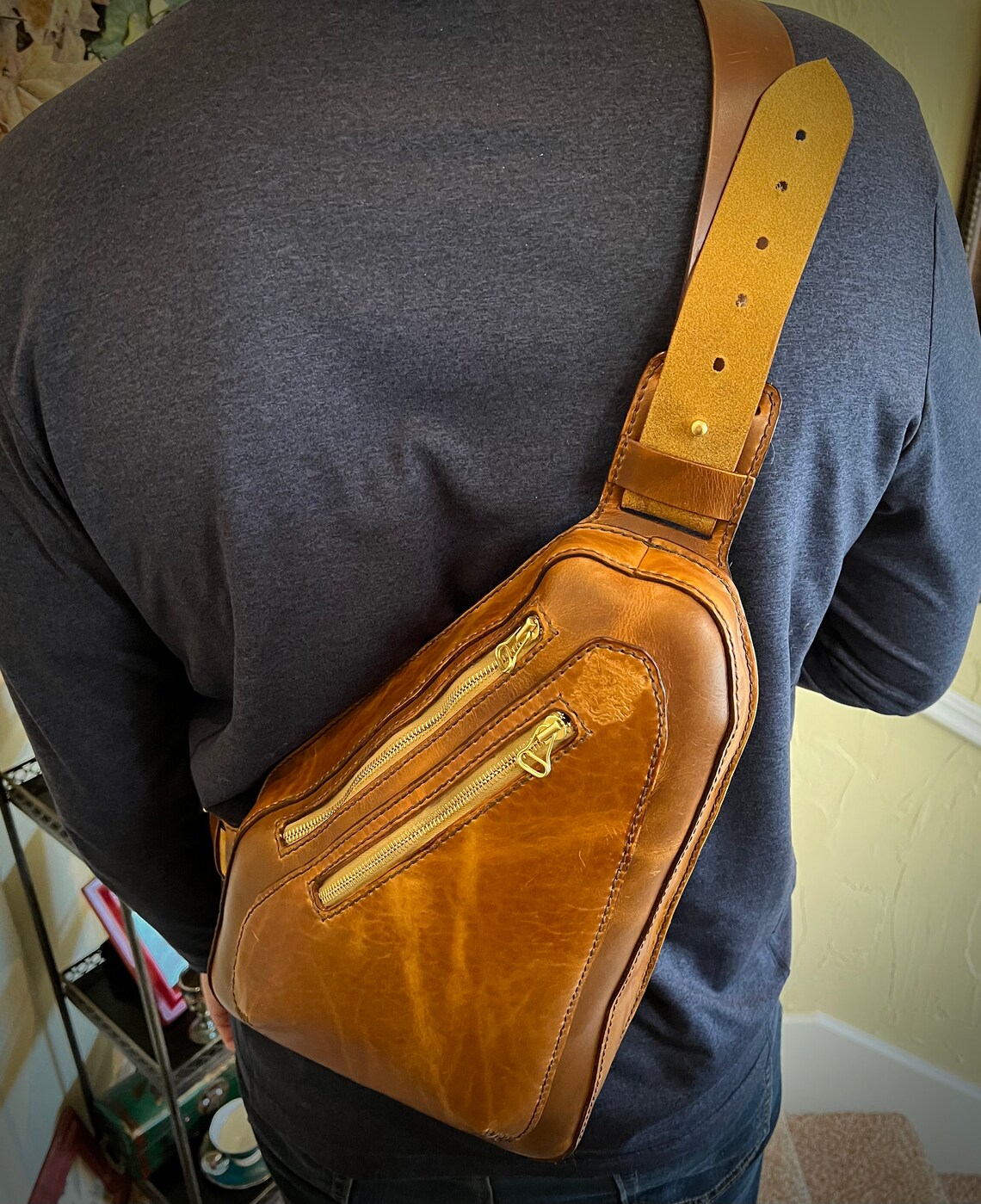 Leather Sling Bag - Etsy