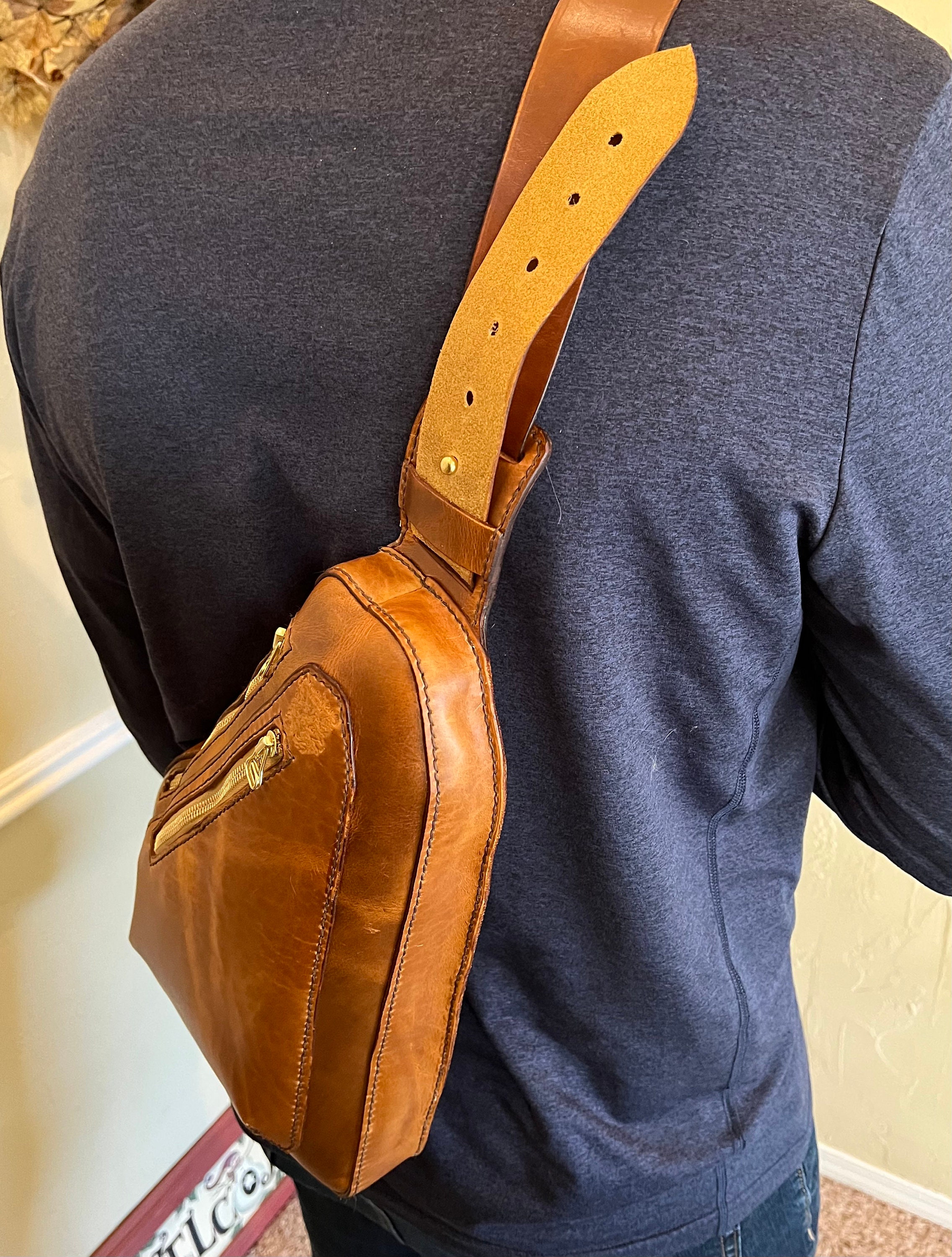 Leather Sling Bag - Etsy