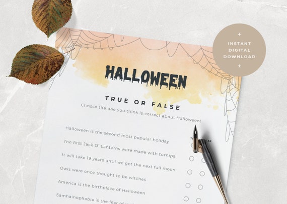 PRINTABLE Halloween True or False Game / Halloween Party Game - Etsy