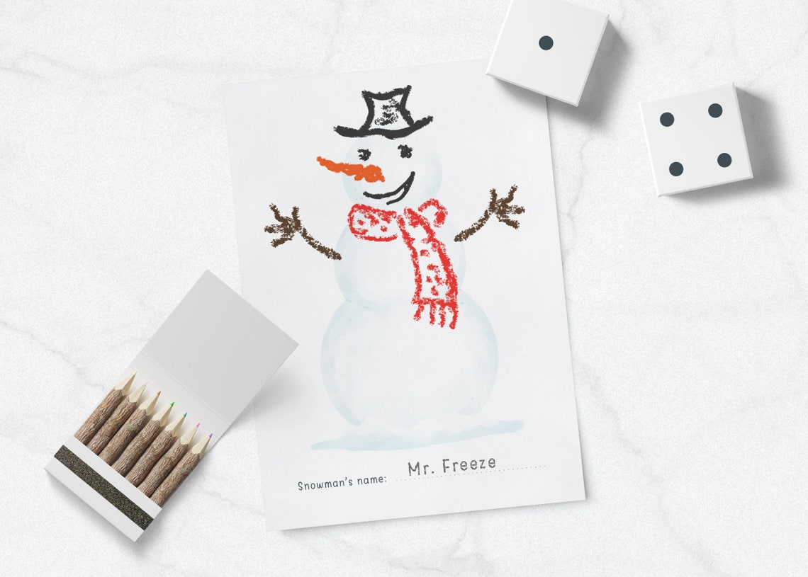 PRINTABLE Roll a Snowman Christmas Dice Game / Build a Snowman ...