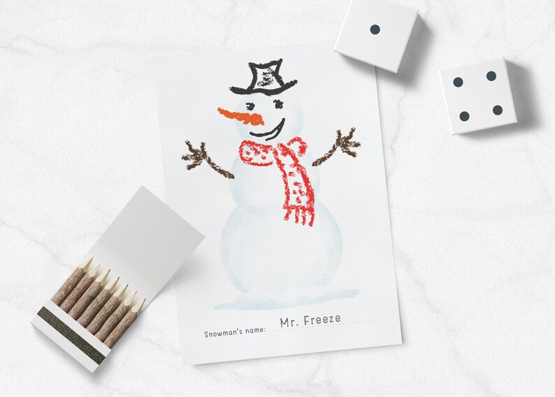 PRINTABLE Roll a Snowman Christmas Dice Game / Build a Snowman ...