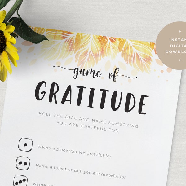 Dice Gratitude Game - Etsy