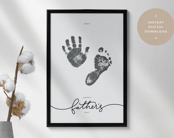 PRINTABLE Fathers Day Handprint Footprint Art / Personalized Gift for ...
