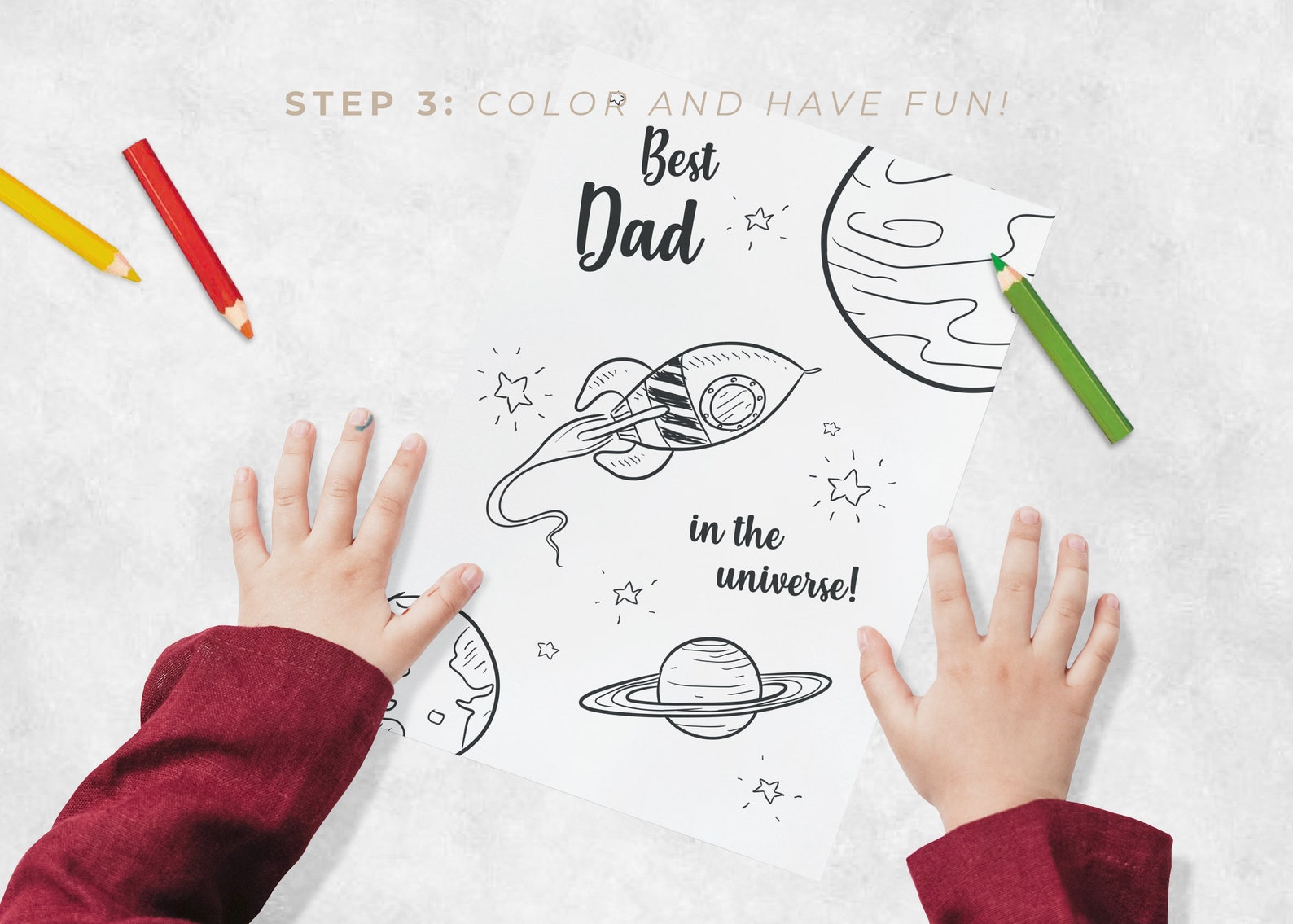 PRINTABLE Fathers Day Coloring Card / Best Dad in the - Etsy