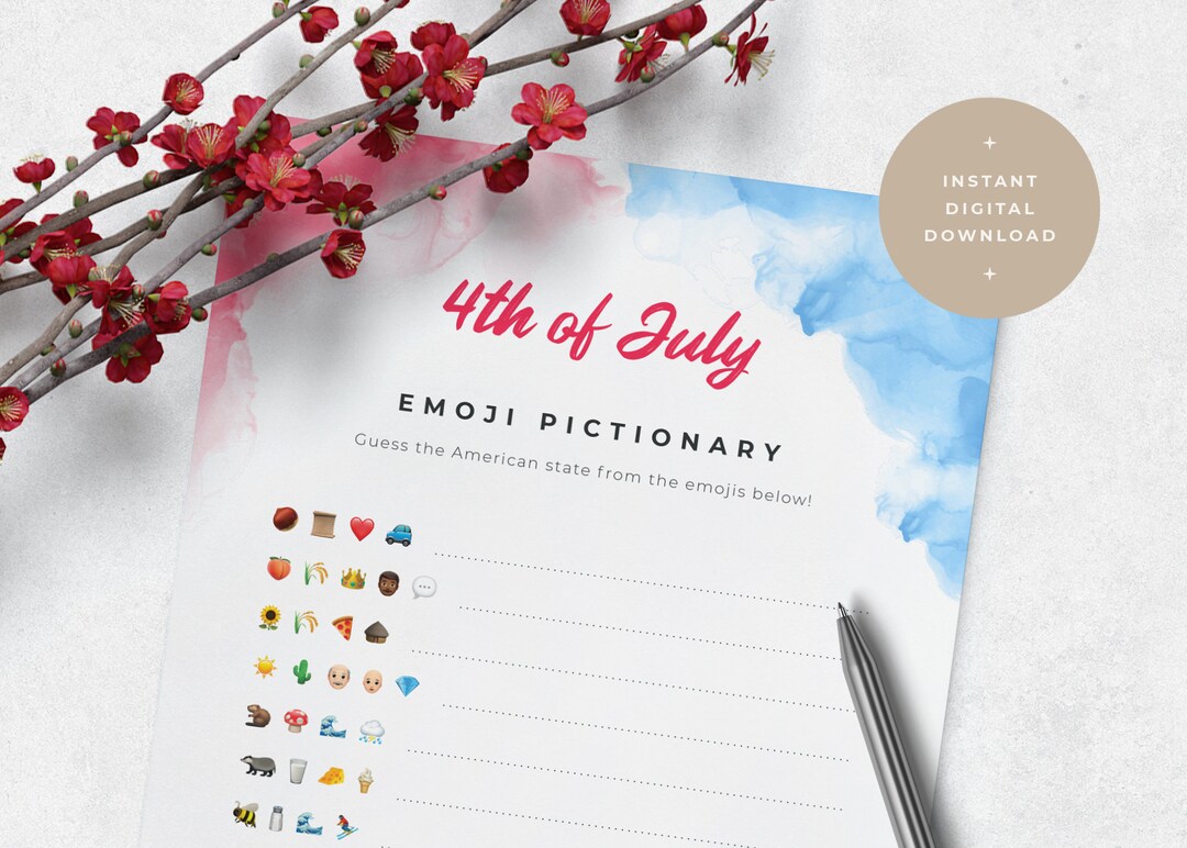 PRINTABLE 4th of July Party Game / Emoji Pictionary Game / Independence ...