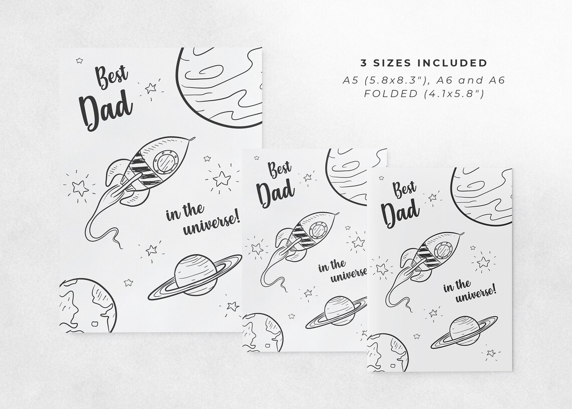 PRINTABLE Fathers Day Coloring Card / Best Dad in the - Etsy