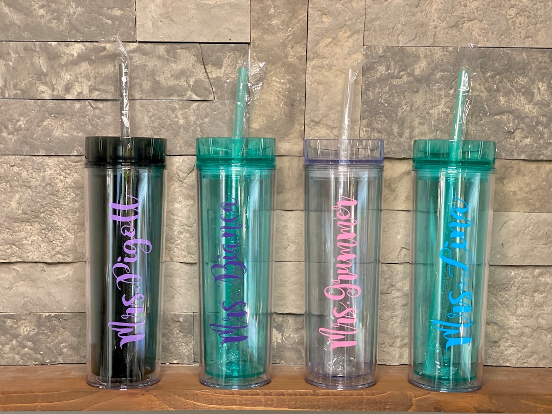 Skinny Acrylic Tumbler | Custom 16oz Acrylic Double Sided Reusable ...