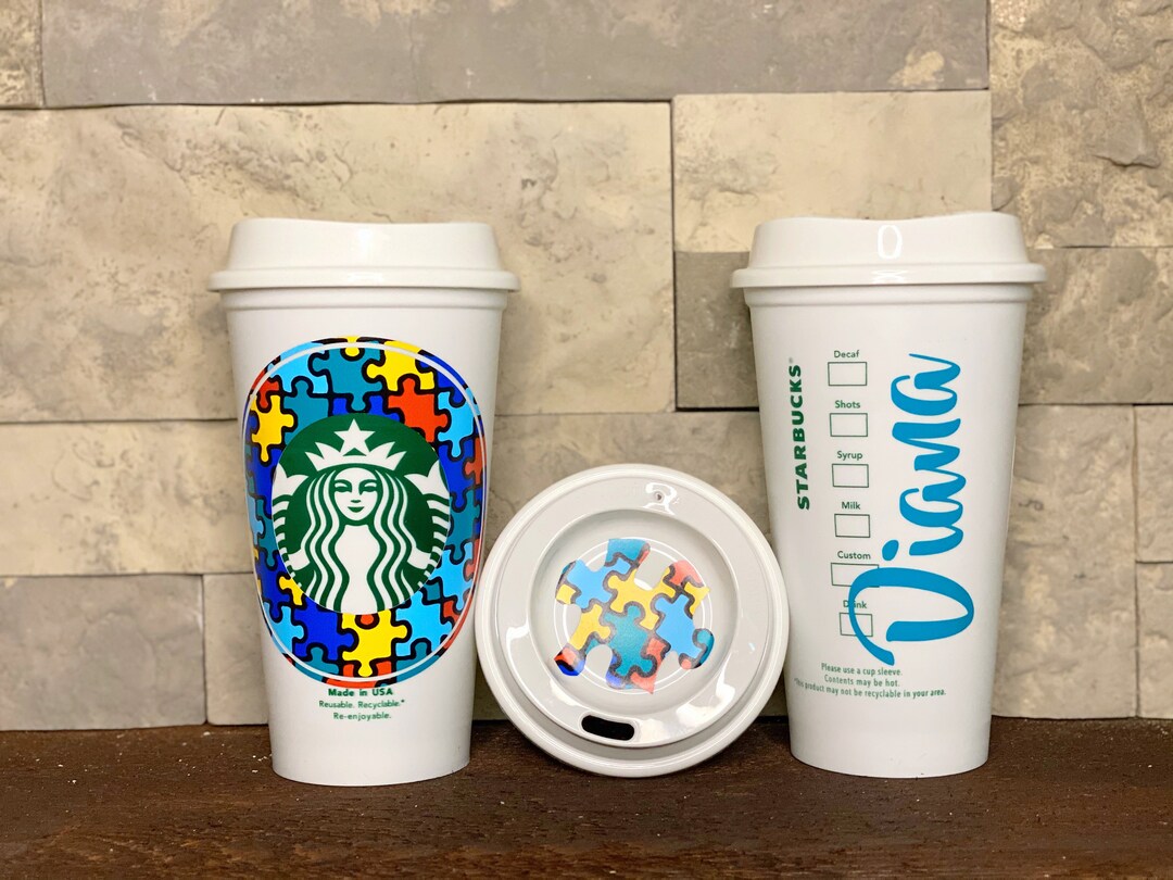 AUTISM AWARENESS Custom Starbucks Cup Reusable Hot Tumbler Personalized ...