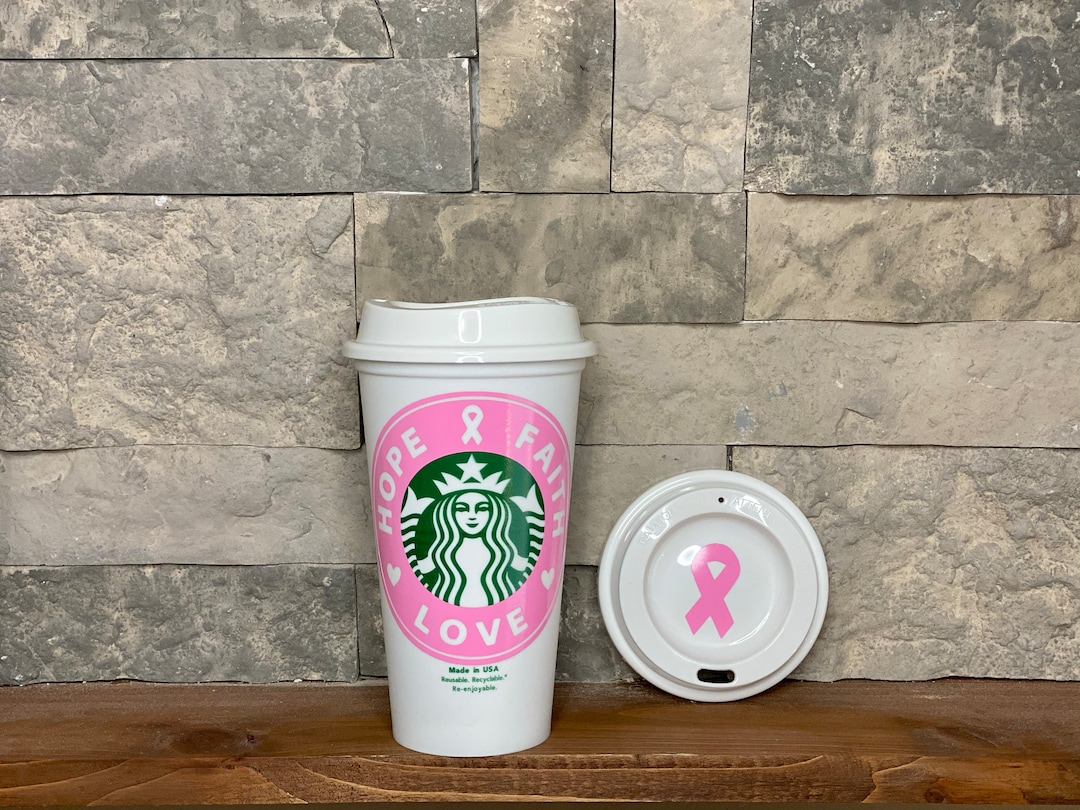 Breast Cancer Awareness Starbucks Cup: Personalized Reusable Hot Cup - Etsy