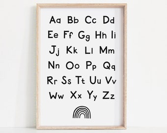Alphabet Poster ABC Wall Art Alphabet Print Nursery Decor - Etsy