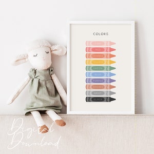 Colors Crayon Poster Colorful Classroom Decor Learn Your - Etsy