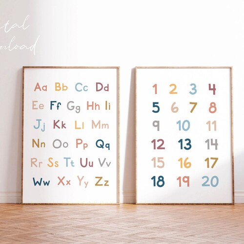 Alphabet Poster Handwriting Chart ABC Print Educational - Etsy