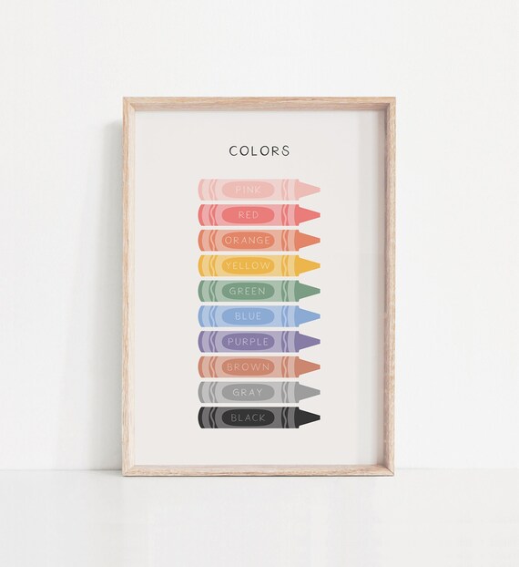 Colors Crayon Poster Colorful Classroom Decor Learn Your - Etsy