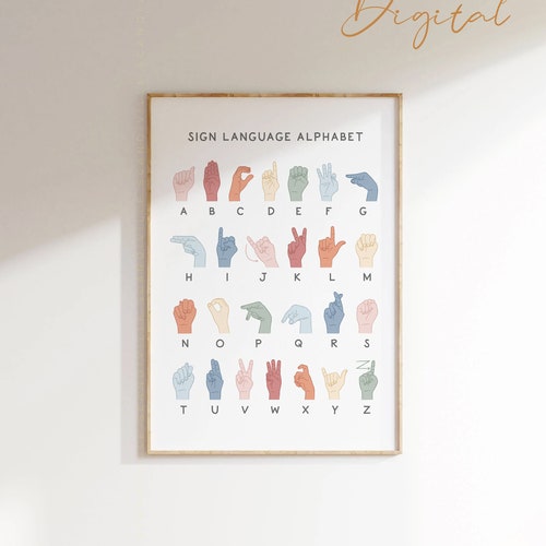 Sign Language Art ASL American Sign Language Educational - Etsy