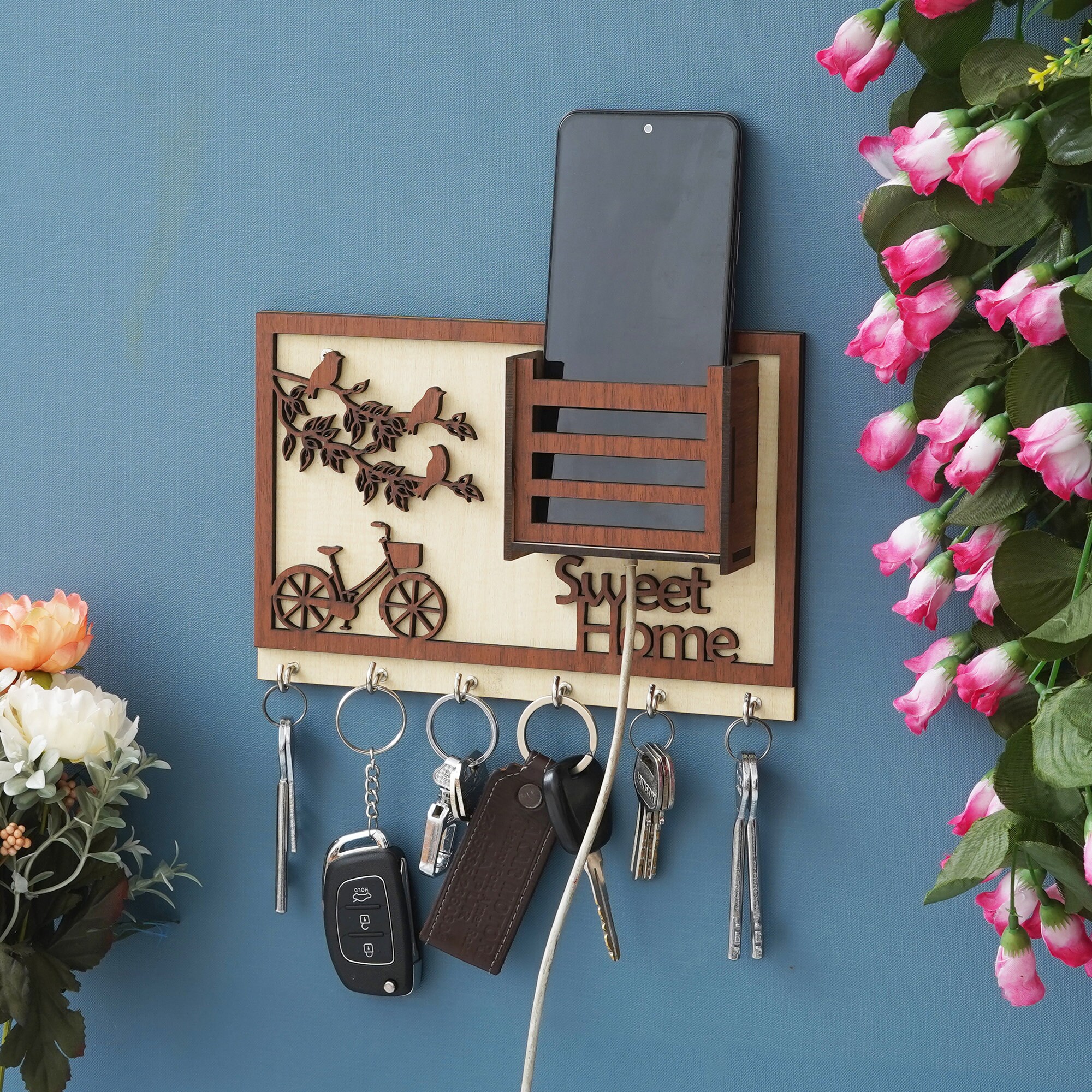 Customizable Wooden Key Holder: Farmhouse Wall Décor for Unique Home ...