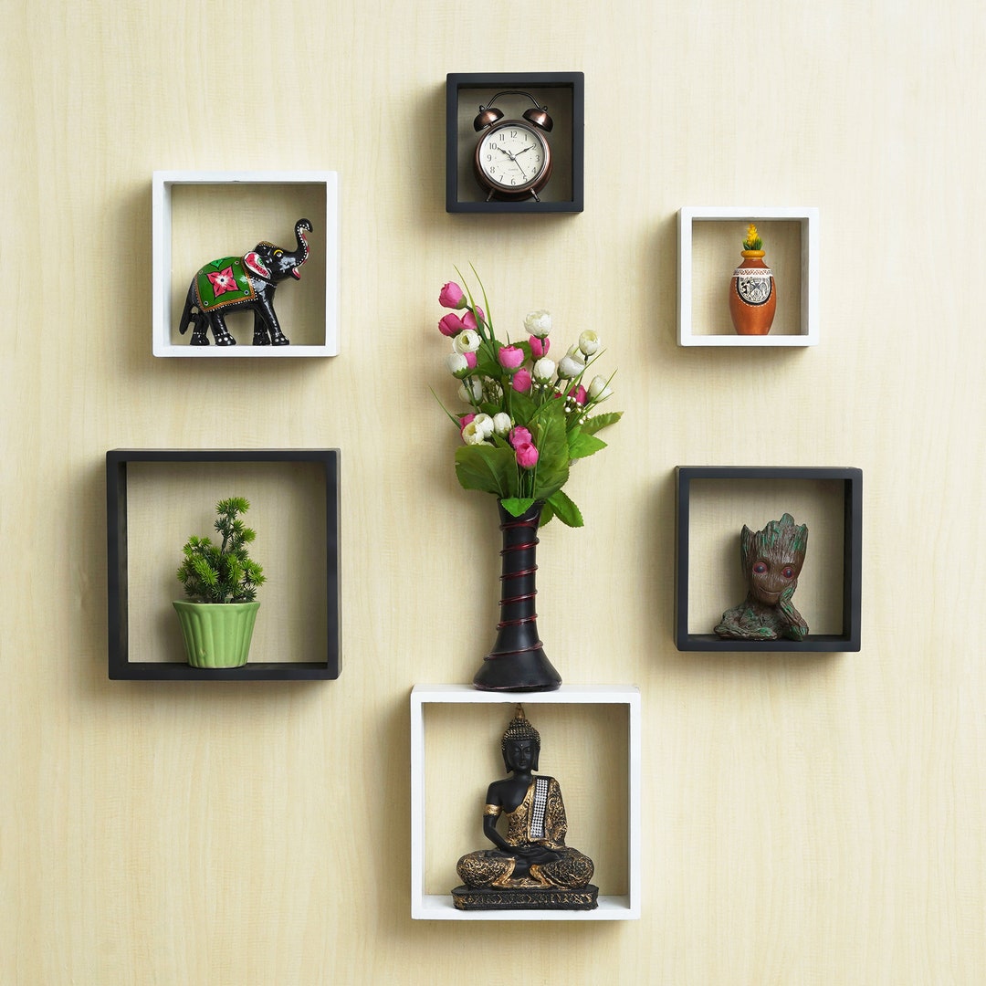 Modern White and Black Floating Wall Shelf, Home Decor, Display Shelves ...