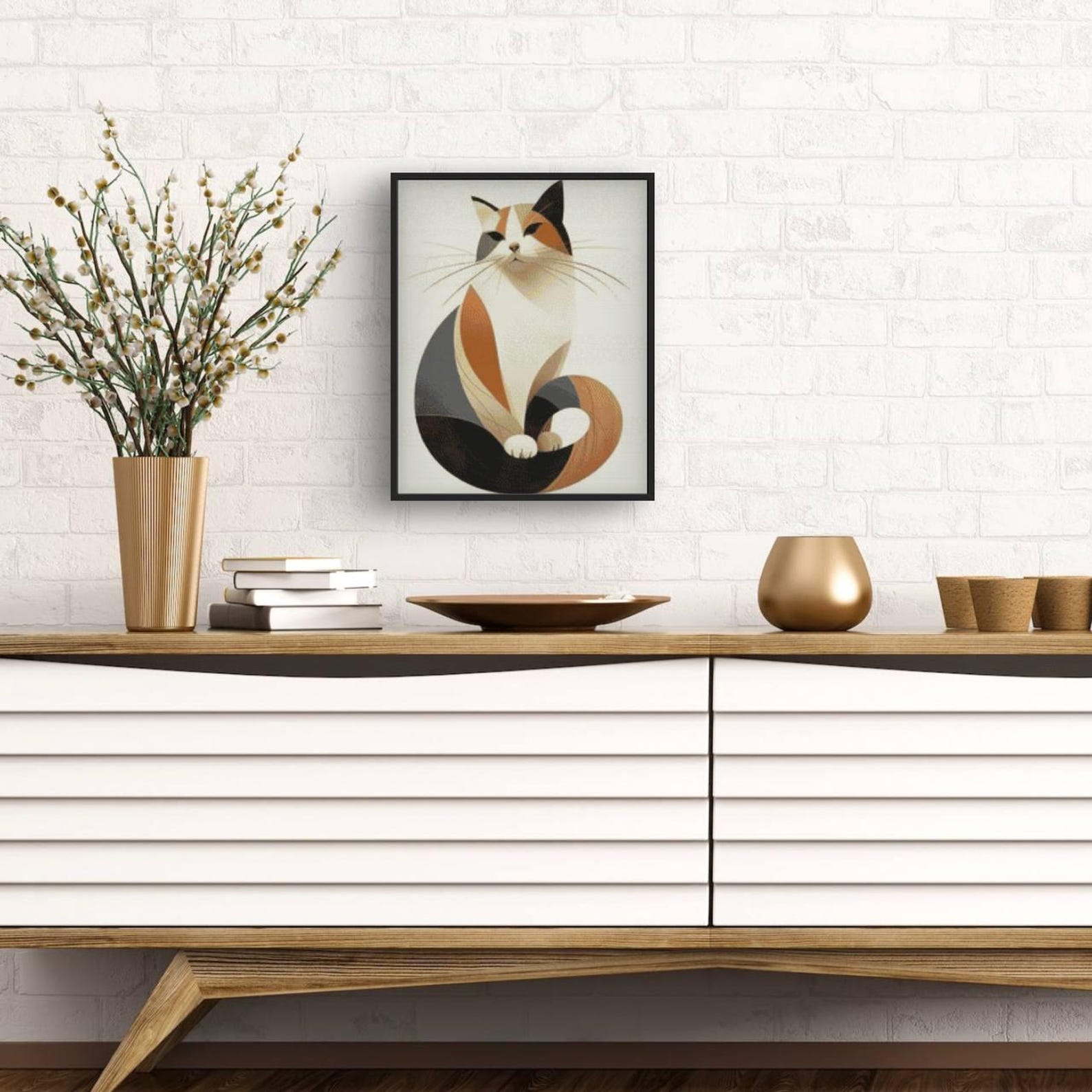 Modern Cat Cross Stitch Pattern PDF, Minimalist Feline Design ...