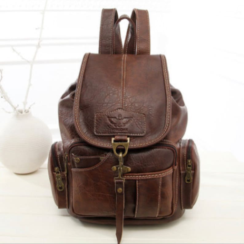 Vintage Leather Backpack, Brown Leather Backpack, Rucksack, Women ...