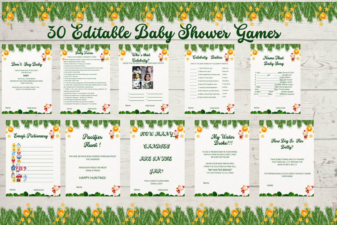 30 Christmas Teddy Bear Baby Shower Games, Winter Baby Shower Games ...