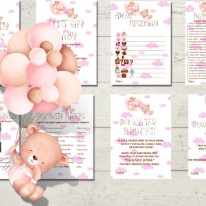 30 Teddy Bear Baby Shower Games, Girl Baby Shower Games Bundle, Pink ...