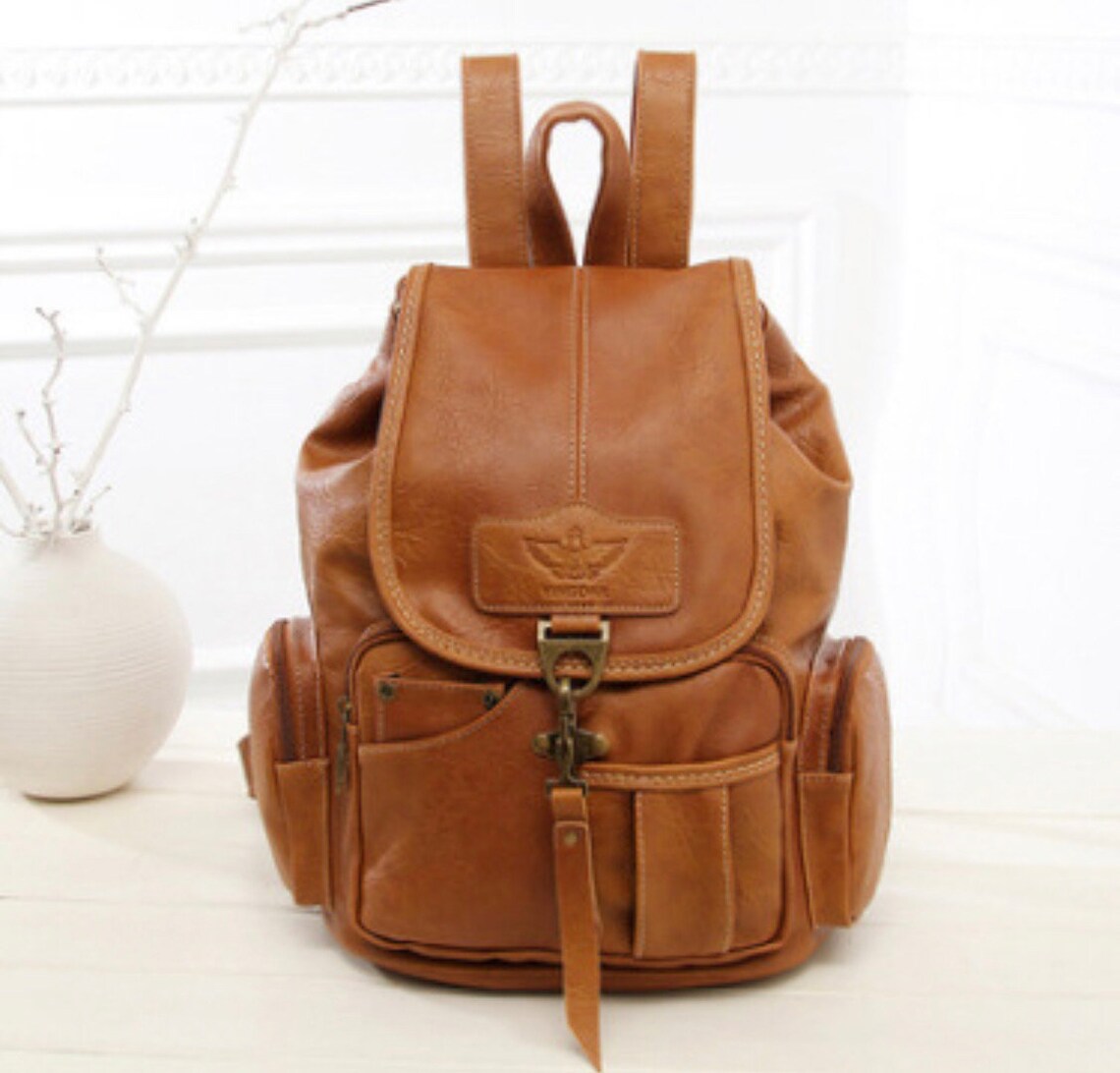 Vintage Leather Backpack, Brown Leather Backpack, Rucksack, Women ...