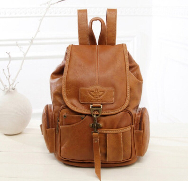 Vintage Leather Backpack, Brown Leather Backpack, Rucksack, Women ...
