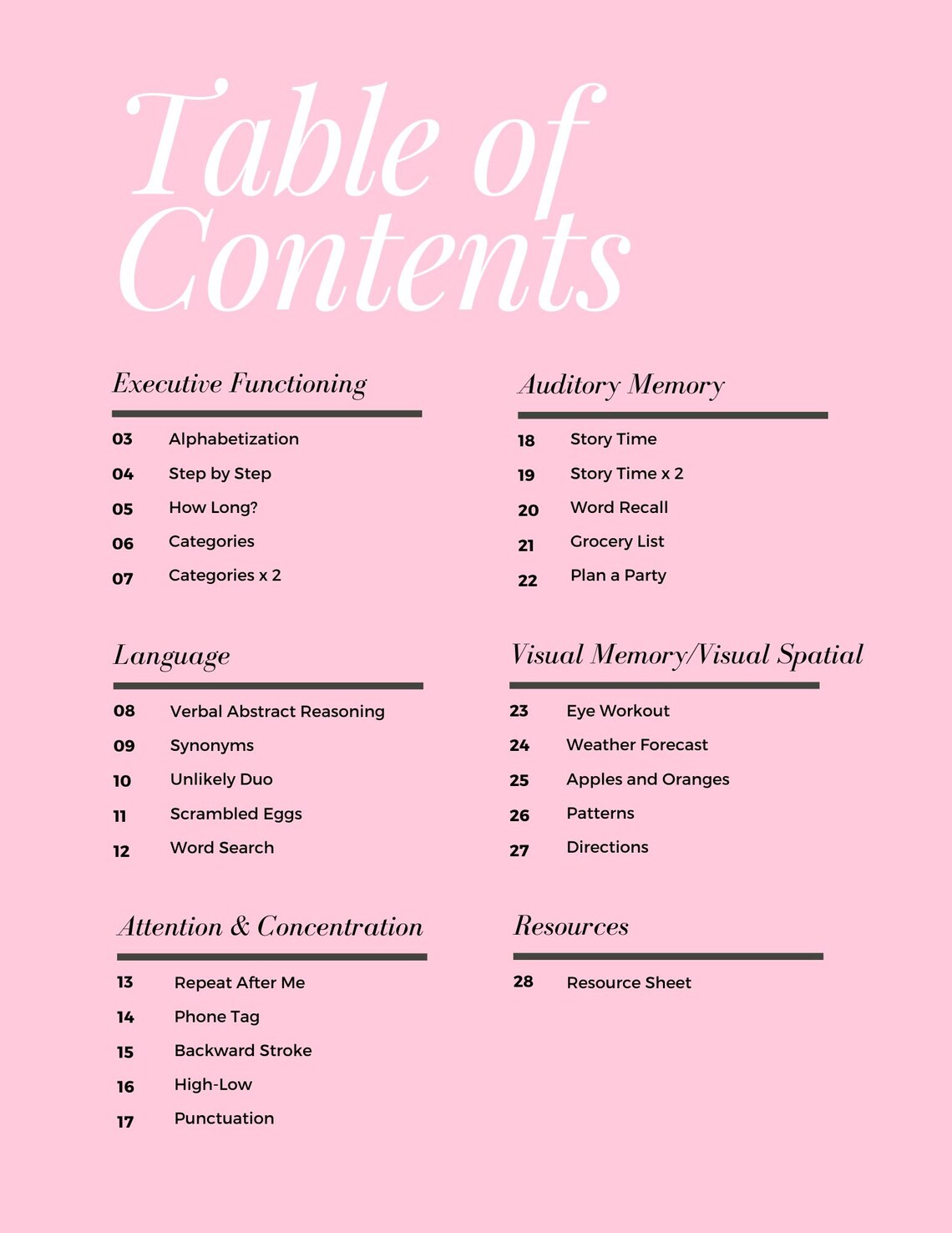 Cognitive Rehabilitation Workbook Volume III- Executive Functioning ...