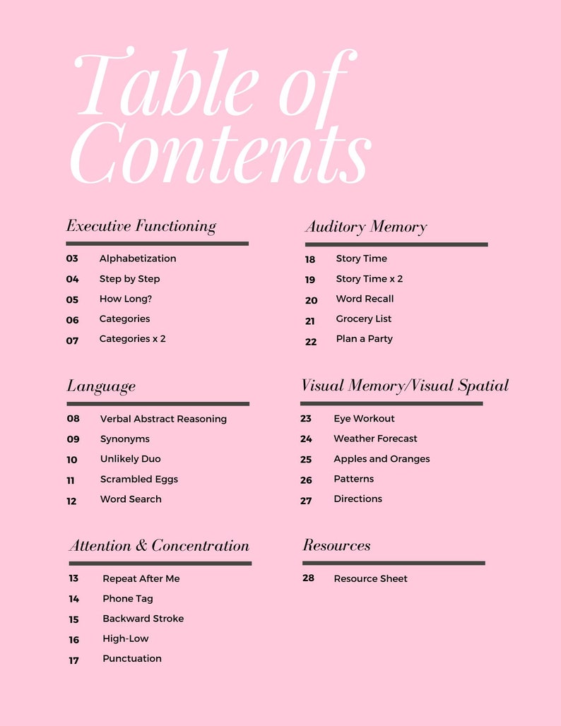 Cognitive Rehabilitation Workbook Volume III- Executive Functioning ...