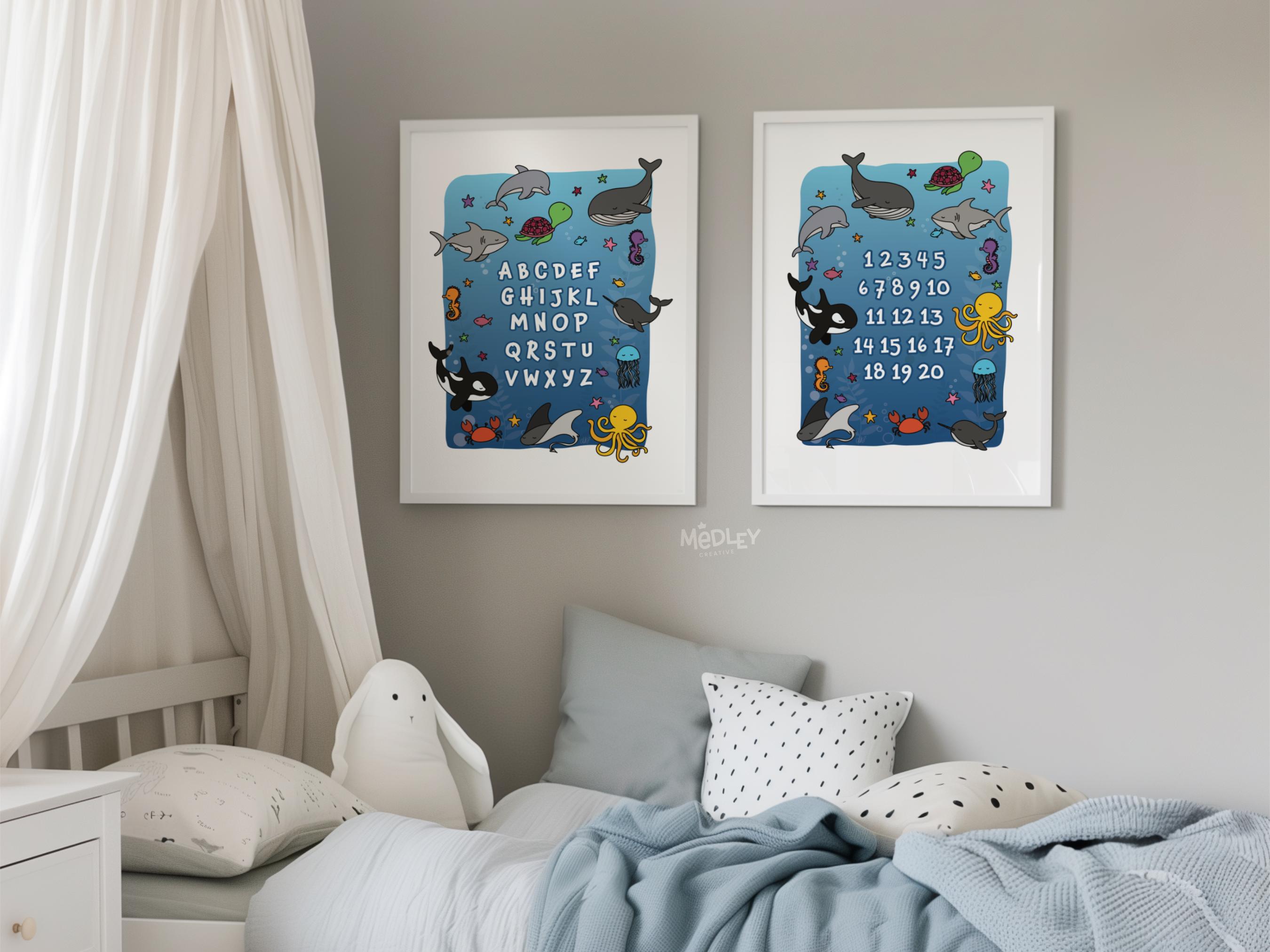 Under the Sea Alphabet & Numbers Bundle | Ocean Kids Wall Art ...