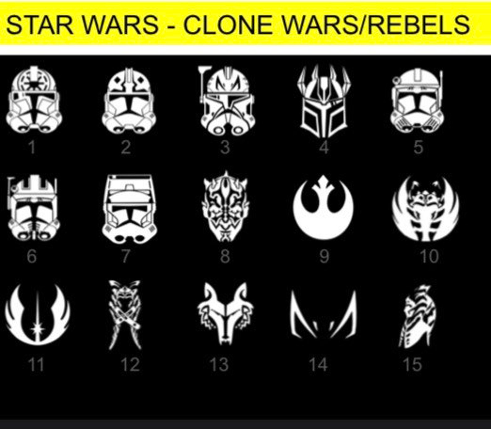 Star Wars the Clone Wars & Rebels permanent vinyl decals.. | Etsy