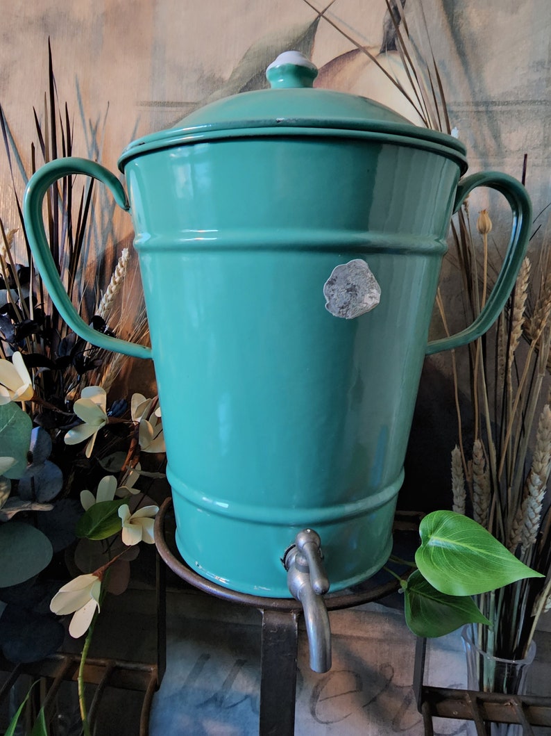 Green/white French 1920 Enamelware Coffee Server - Etsy