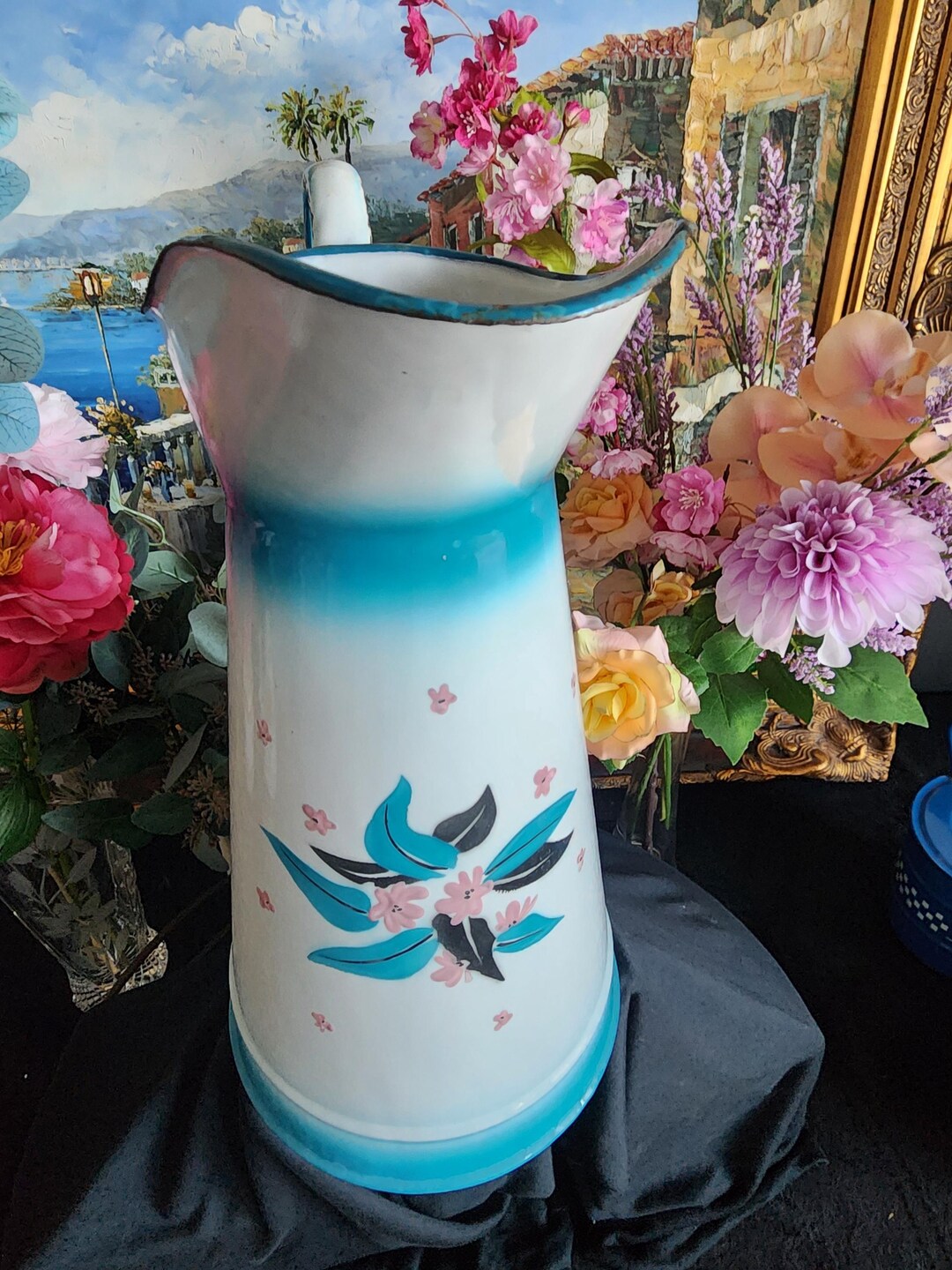 French Enamelware Body Pitcher (rare) Hand Painted - Etsy