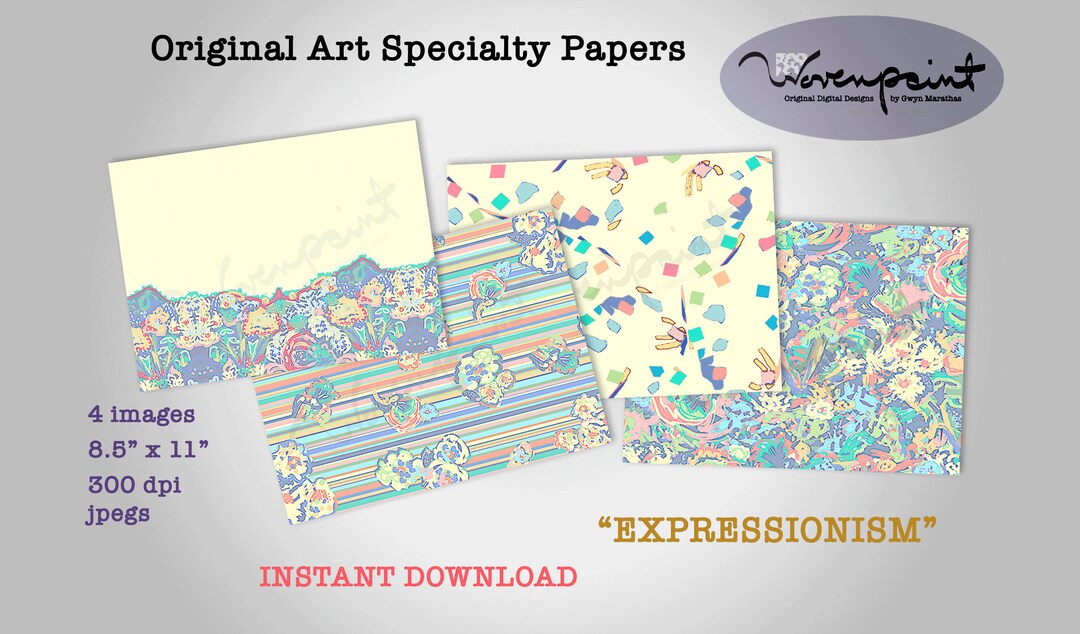 EXPRESSIONISM, Unique Digital Printables, Junk Journal, Scrapbook ...