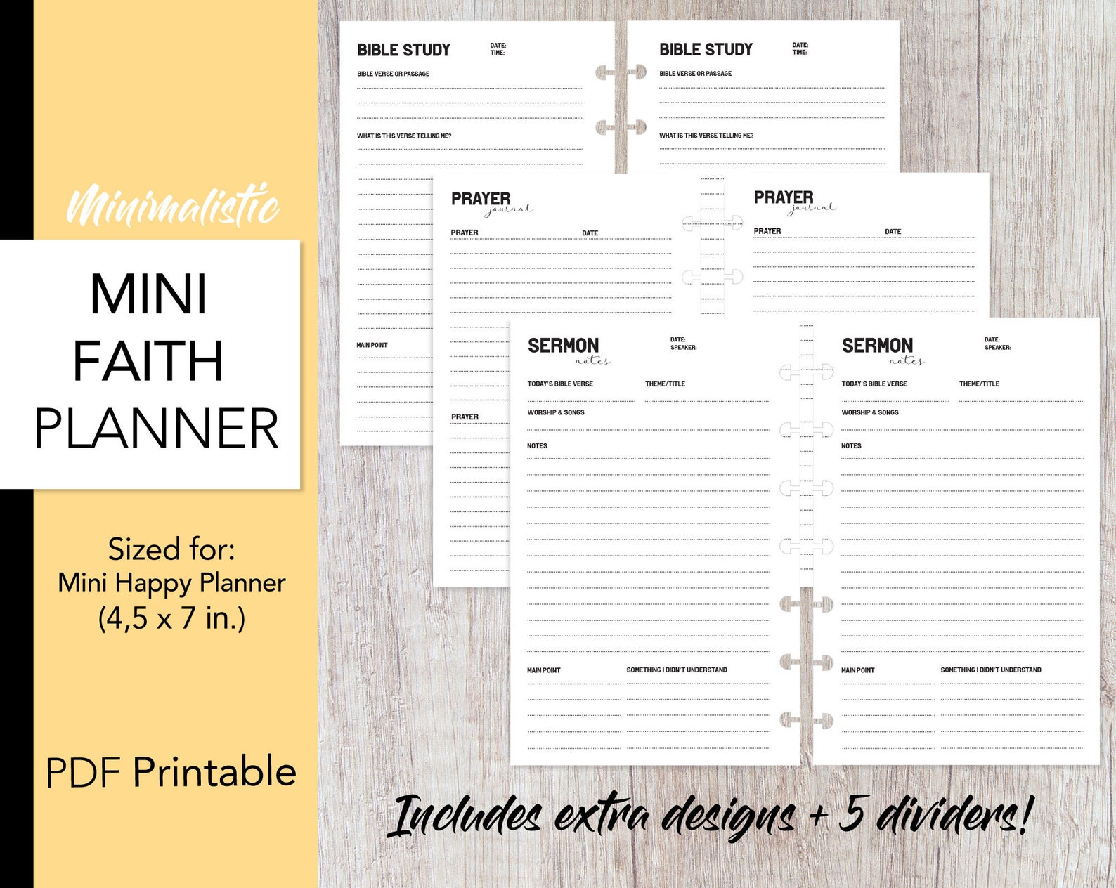 Mini Faith Planner, Insert Mini Happy Planner Size Minimalistic War ...