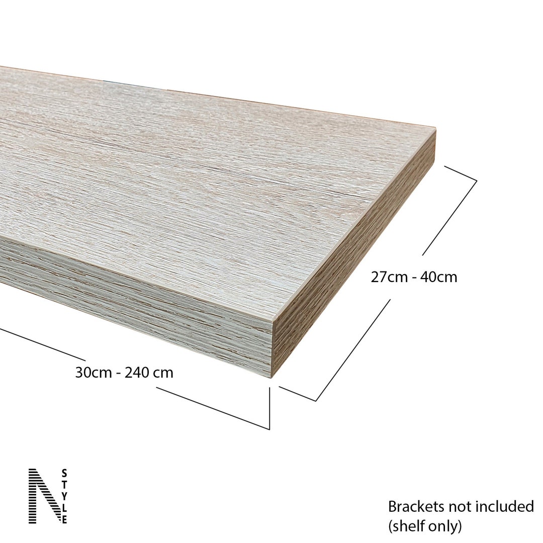 27cm ,30cm ,33cm, 35cm, 37cm,40cm Deep Wall Shelves. Sandy Grey, White ...