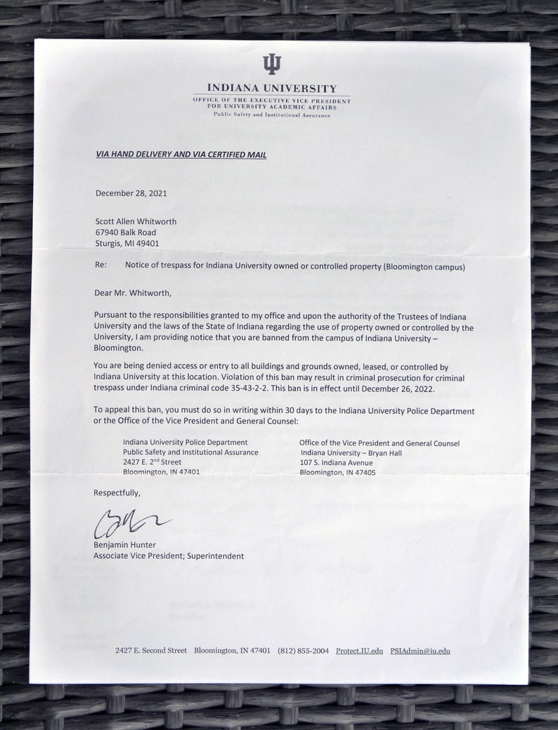 Indiana University Campus Ban Letter From Fine Art Series “silli in the ...