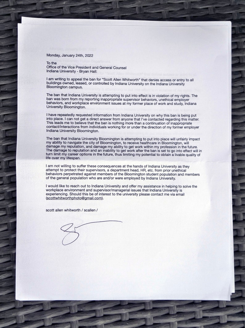 Indiana University Campus Ban Letter From Fine Art Series silli in the ...