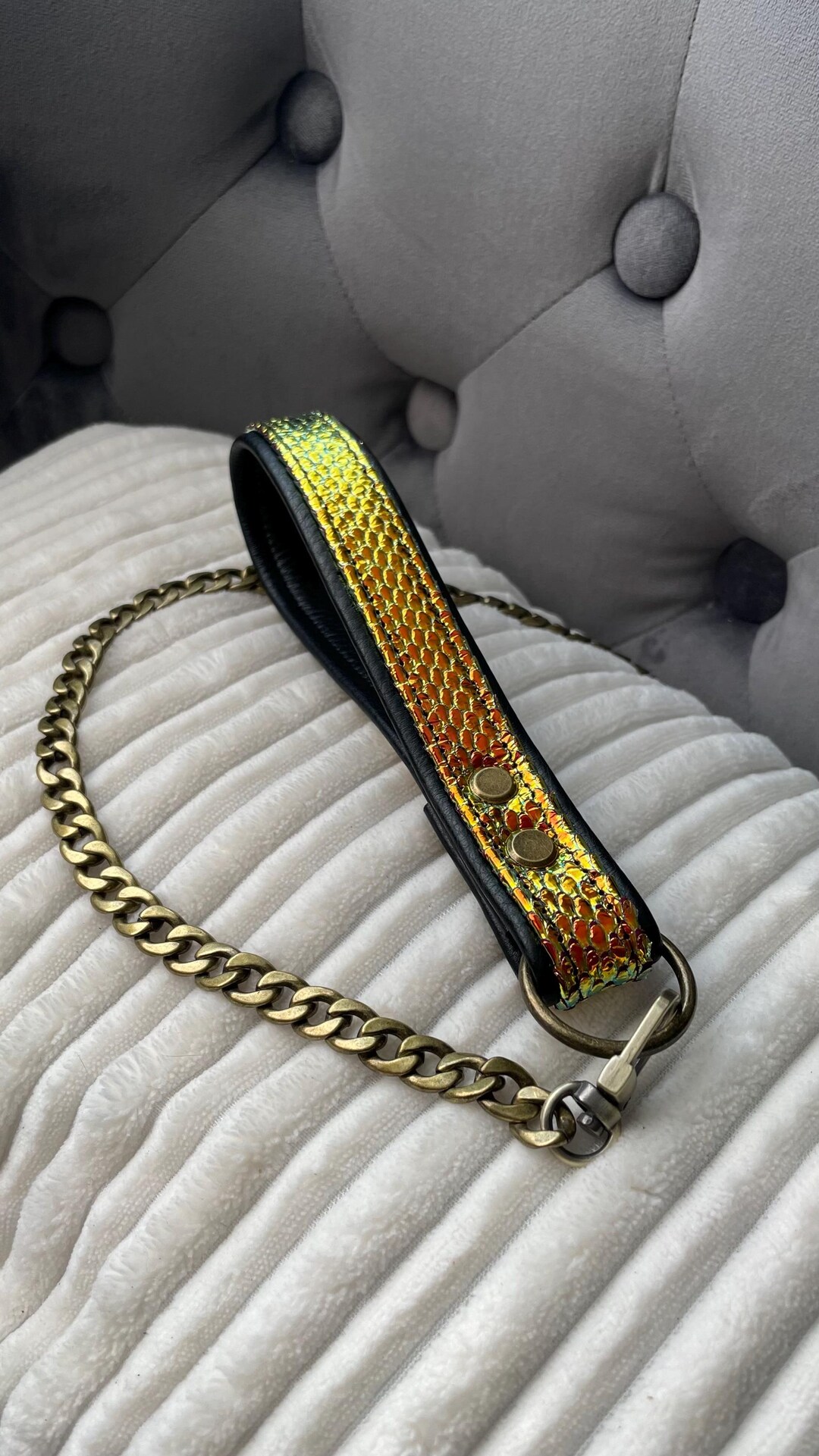 Dragon Scale Chain Leash by Loquaciousleatherco - Etsy