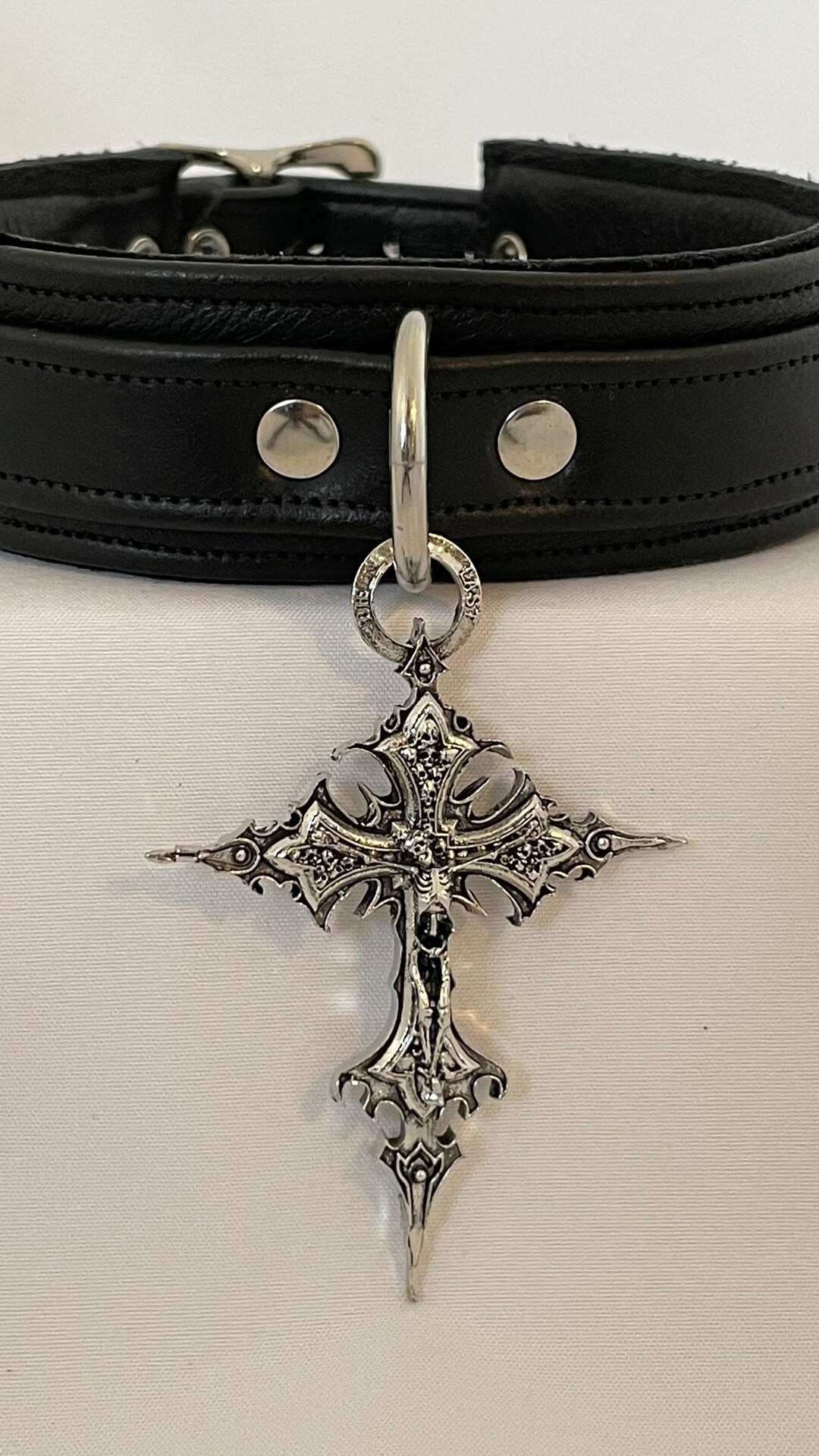 Skeleton Cross Collar by Loquaciousleatherco - Etsy