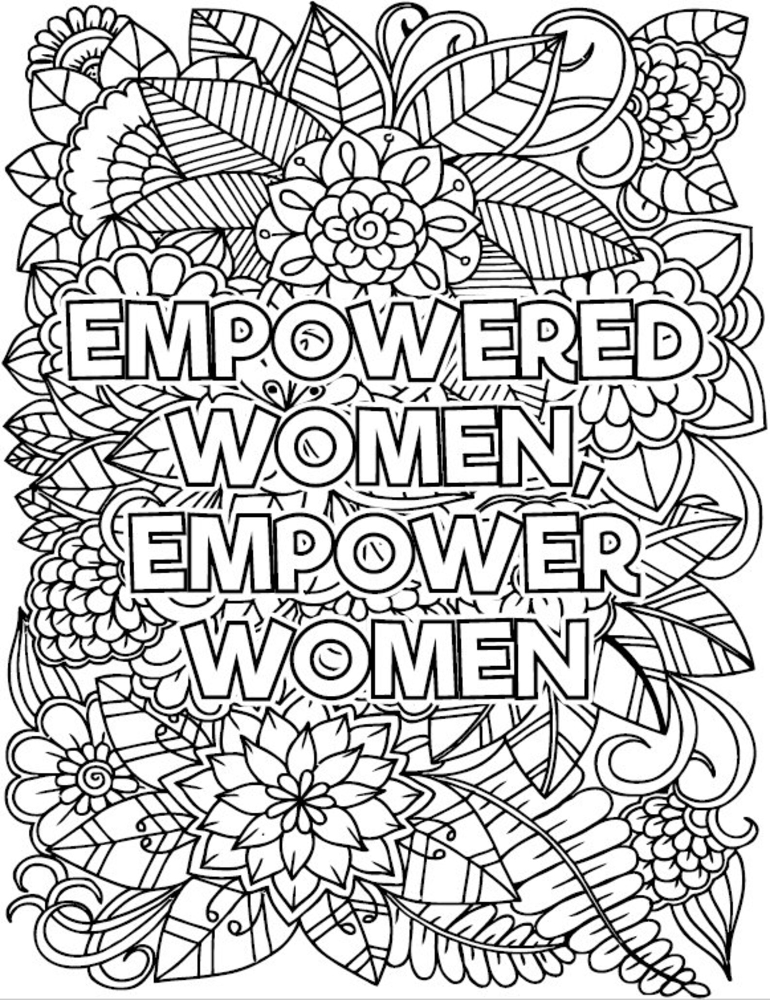 Inspirational Digital Coloring Print - Empowered Women - Etsy