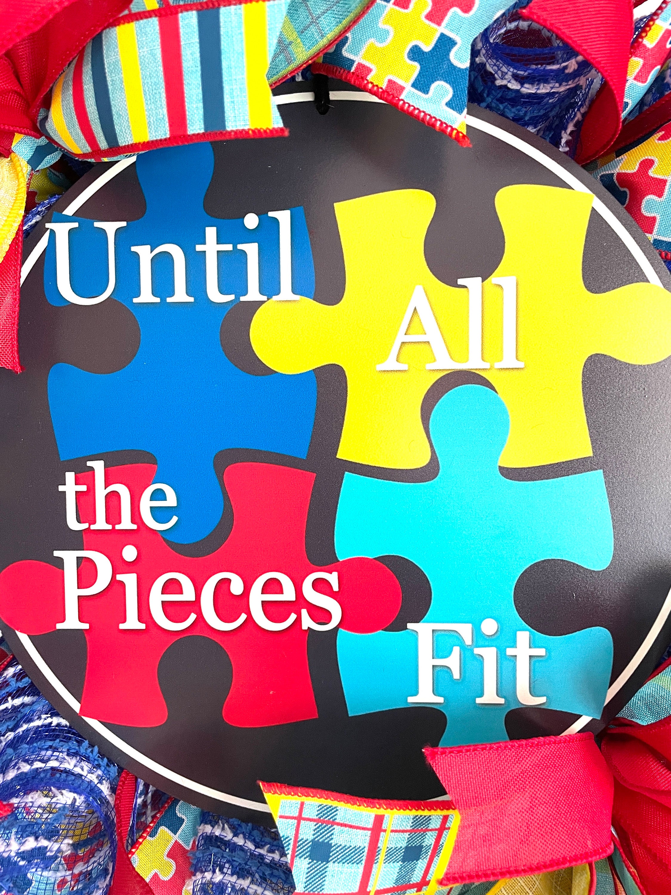 Autism Awareness Wreath for Front Door, Puzzle Lover, Puzzle Piece ...