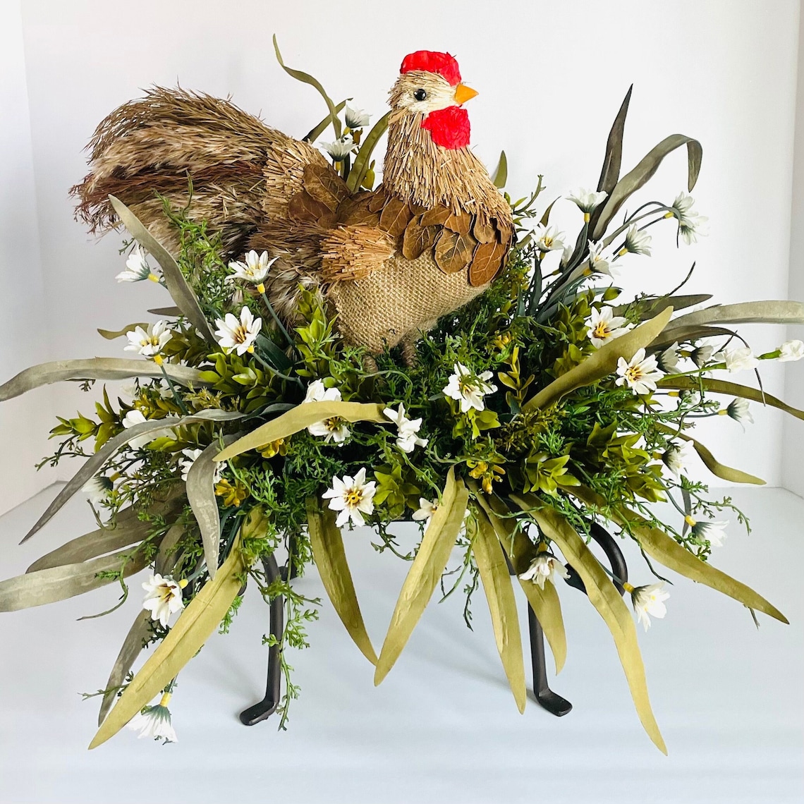 Rooster Centerpiece, Elevated Table Decor, Rooster Arrangement, Gift ...